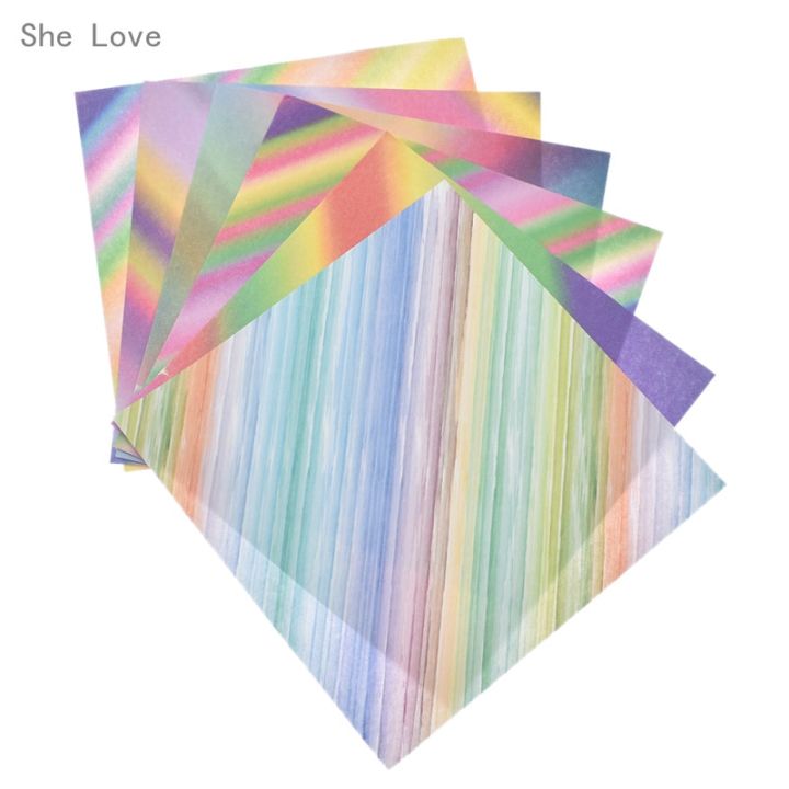 Chzimade 48 Sheets Gradients Rainbow Origami Paper DIY Kids Students ...