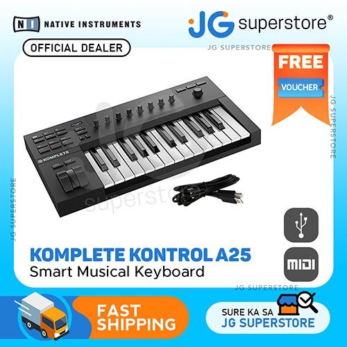 Native Instruments Komplete Kontrol A25 25 Key Smart Piano Keyboard MIDI USB with Custom NI ...