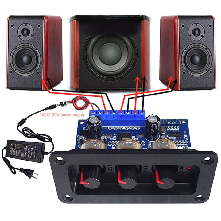 2.1 Channel Digital Power Amplifier Board with Remote Control 2x25W+50W BT5.0 Subwoofer Class D ...