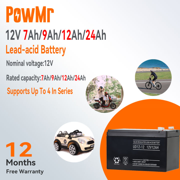 PowMr 12V 7/9/12/24AH Lead-Acid Battery Dry Battery Uninterruptible ...