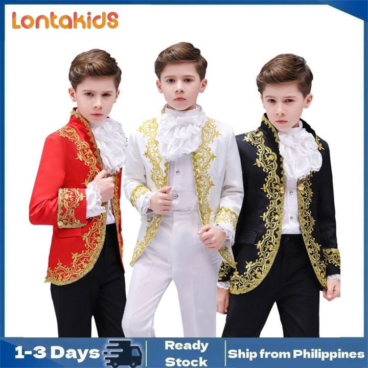 lontakids Kids Boys Slim Fit Suits Jacket Pants European Court Drama ...