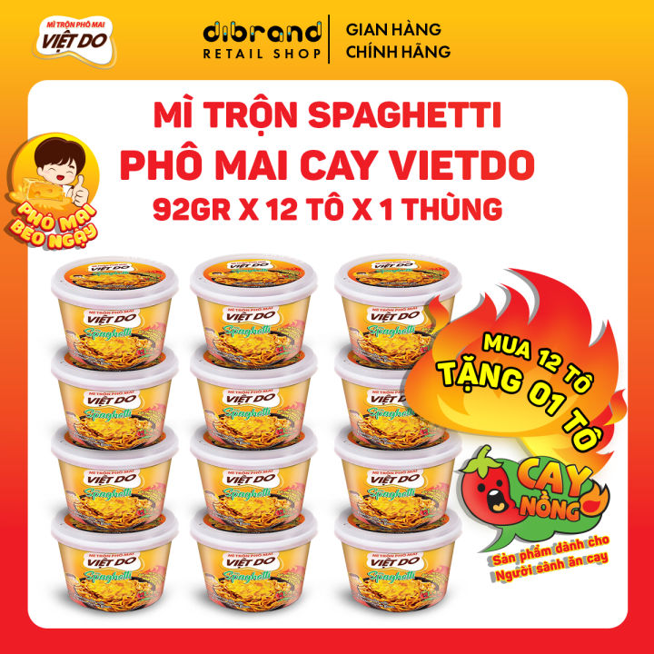 [HCM GIÁ SỈ MÌ TÔ TRỘN SIÊU CAY VIETDO] - Mì trộn spaghetti Phô Mai Cay - Việt Do (92g x 01 tô ...