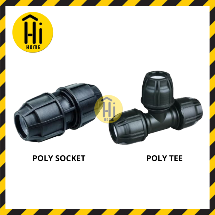 Poly Tee & Socket Pipe Fitting Connectors Water Pipe System Accessories ...