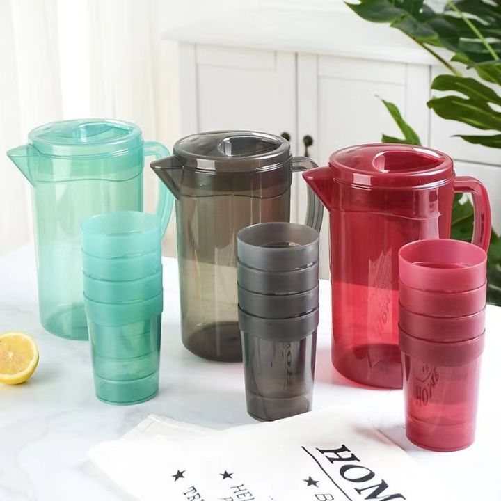 2000ml Pitcher with 4 Cups Large Capacity Water Juice Container Water ...