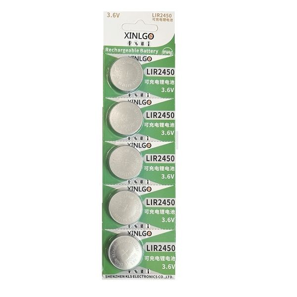 XINLGO LIR2450 3.6V Rechargeable Lithium Cell Button Battery (5 Pieces ...