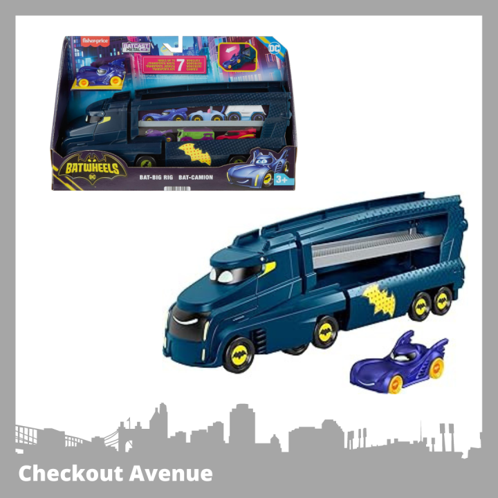 Fisher-Price DC Batwheels Toy Hauler and Car, Bat-Big Rig with Ramp and ...