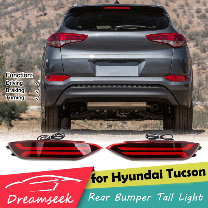 Red / Smoke Lens LED Reflector Rear Bumper Tail Light for Hyundai ...