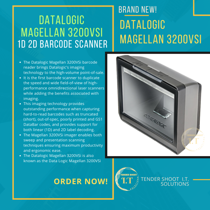 Brand New! Original! Datalogic Magellan 3200VSi 3200 VSi Barcode Scanner 1D & 2D USB (Upgraded ...