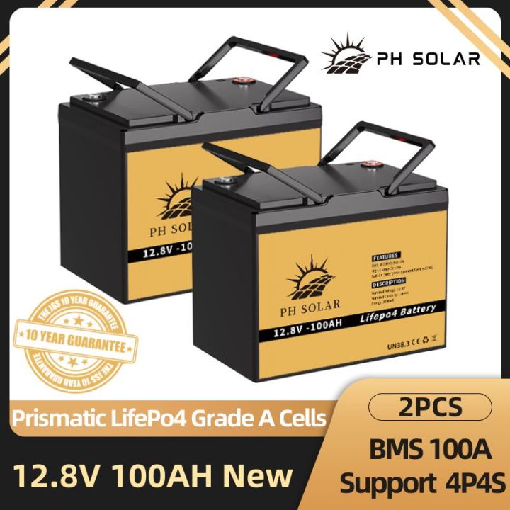 PH SOLAR 12V 100AH LiFePO4 Lithium Battery BMS 100A 10000 Cycles ...