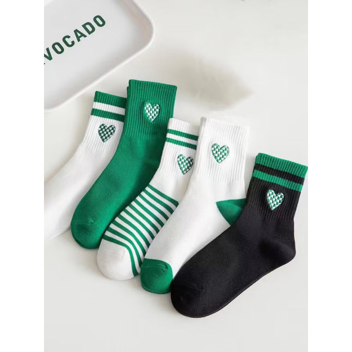 COCO#socks#157 New Korean High Socks Cotton Thick 5pcs-pack | Lazada PH