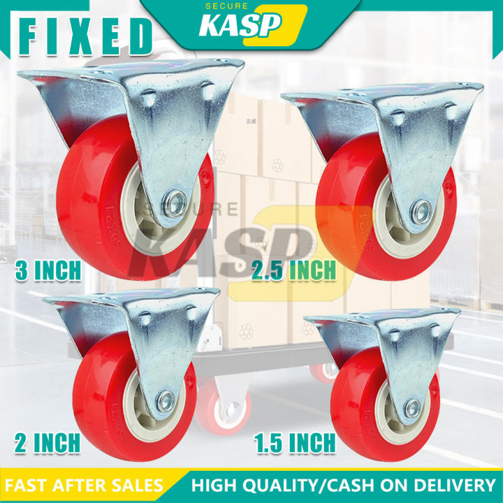 1-3 Inch Durable Heavy Duty Caster Wheels Red Pvc Fixed Trolley Wheel ...