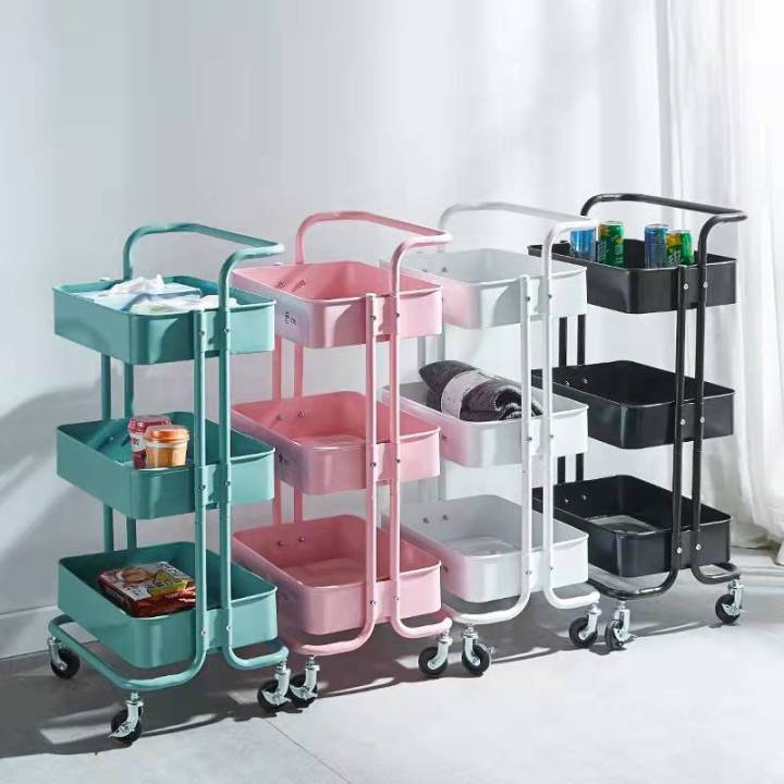 3 layer steel rack shelf storage trolley cart | Lazada PH