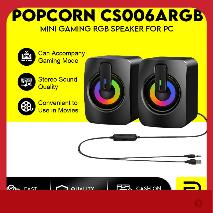 Popcorn Mini PC RGB Speaker Desktop Surround Stereo Computer Speaker ...