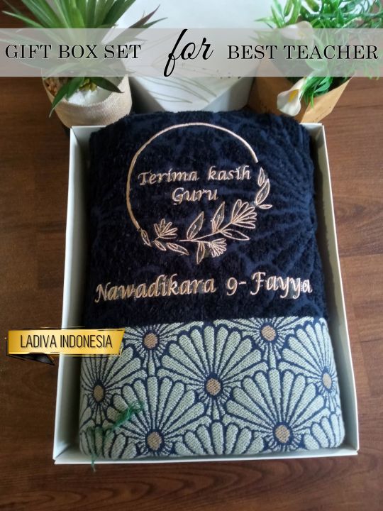 Kado Buat Guru - Gift Box Set Handuk Custom Nama + Exclusive Box + Free ...