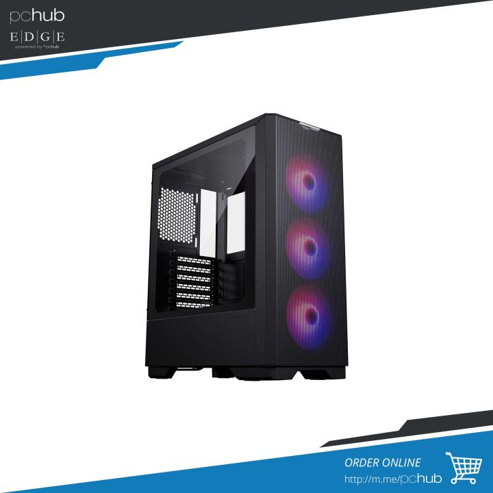 PChub | Phanteks Eclipse G300A Mesh TG, black, ATX, 3x120mm, USB3 1C 1A ...