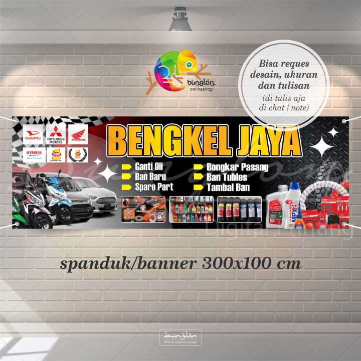 Size 300x100 Cm Spanduk Banner Bengkel Mobil Motor Custom Murah ...