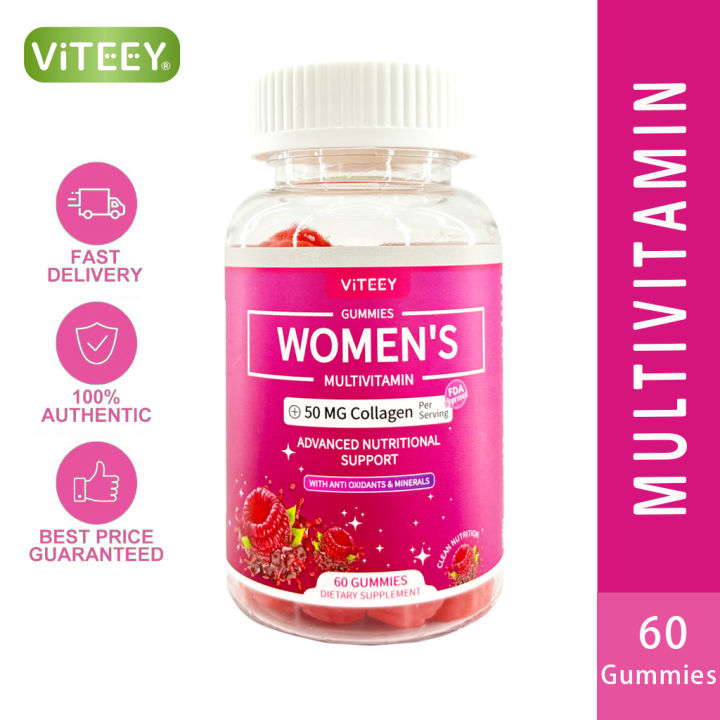 Viteey Women's Multivitamins 60 Gummies With 50MG Collagen Skin ...