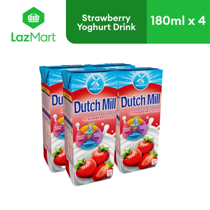 Dutch Mill UHT Yoghurt Drink Strawberry 180ml x 4 | Lazada PH
