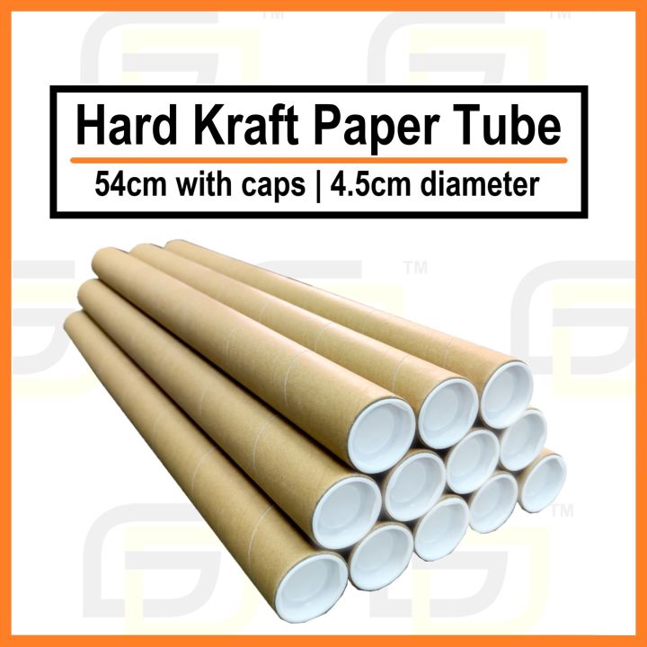 [ FREE CAPS ] [ 54cm x 10 PCS ] POSTER TUBE HARD KRAFT BOARD WALLPAPER ...
