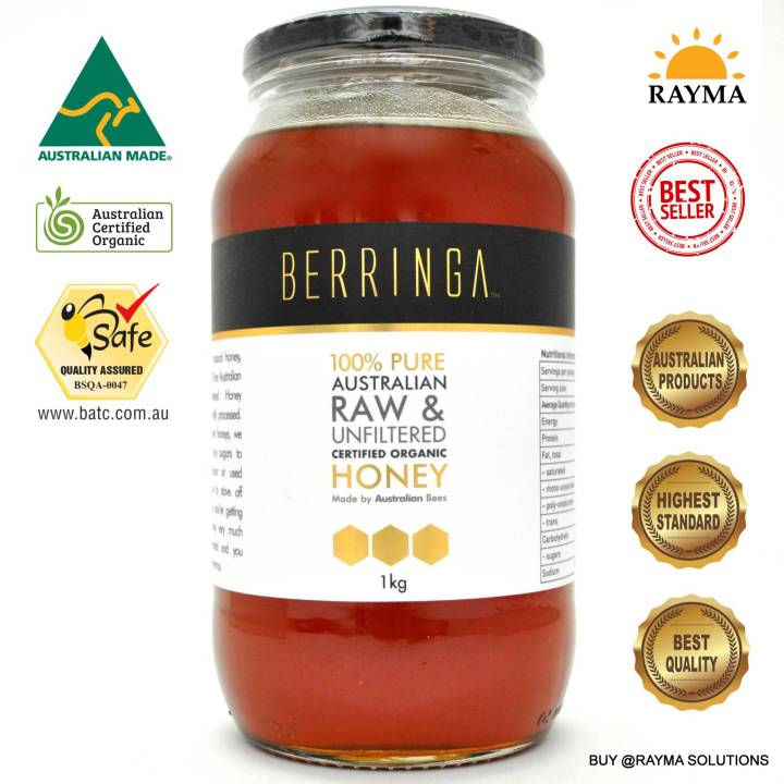 BERRINGA 100% Premium Pure Australian Raw & Unfiltered Certified Organic Honey, 1KG | Lazada
