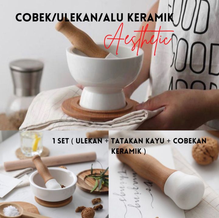 Ulekan Keramik / Ceramic Mortar and Pastle / Cobek Keramik / Alu ...