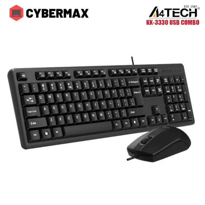 A4TECH KK-3330 Desktop Keyboard and Mouse Combo Bundle Set Office USB Wired Keyboard and Mouse ...