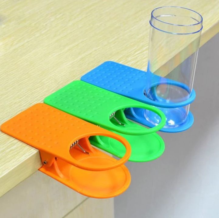 Cup Holder Clip-Desk Table Side Bottle Cup Stand Glass Clamp Storage ...