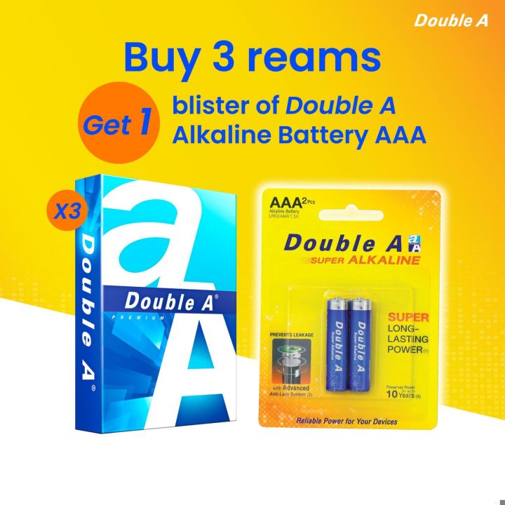 DOUBLE A Bond Paper 80 GSM 500 Sheet BUY 3 GET Double A Super Alkaline ...