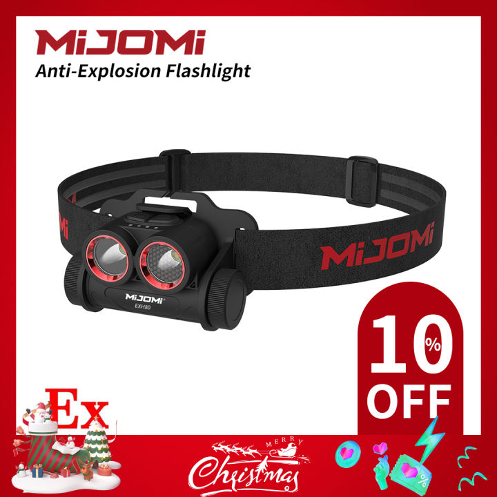Mijomi Headlamp EXH80 Double LED Head Lamp 500 Lumens Rechargeable Head Light Explosion-proof ...