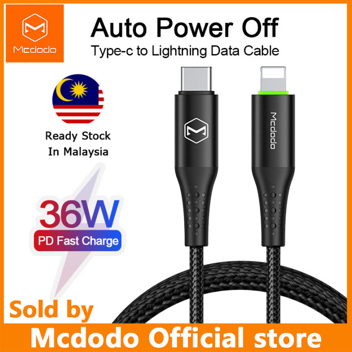 Mcdodo USB C for IPhone Lightning Data cable Auto Power Off Fast Charge ...
