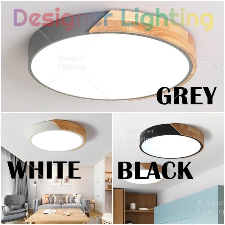50cm Nordic Style Wood Round Shape Modern 3 Colour 96w Led Ceiling ...
