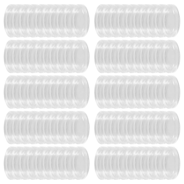 100Pcs 21mm Round Clear Plastic Coin Holder Capsules Box Storage Clear ...