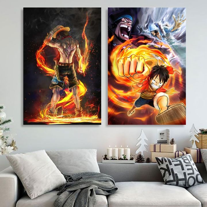 Lizhanmin2 One Piece Luffy Retro Anime Poster Character Canvas Painting ...