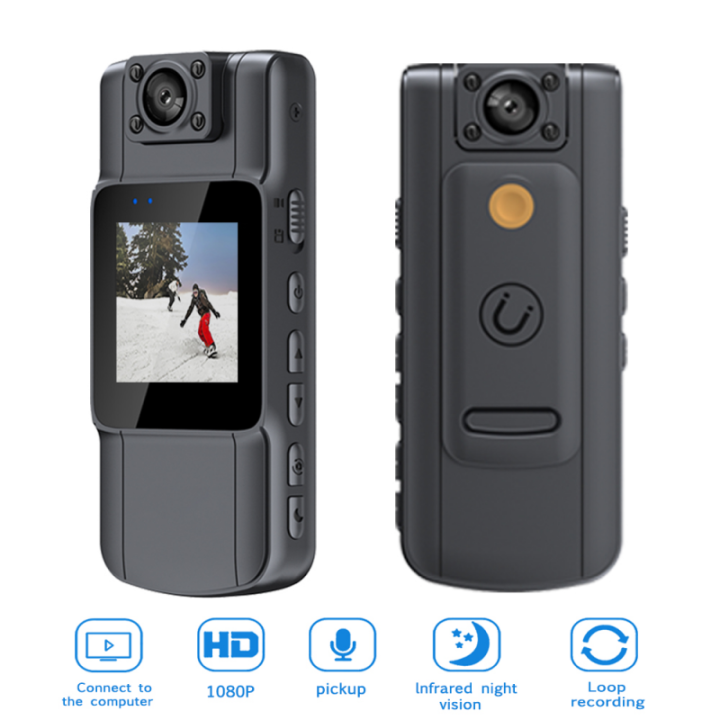 Mini Camera With HD IPS Screen,180°Rotatable Len And Back Clip Full HD ...