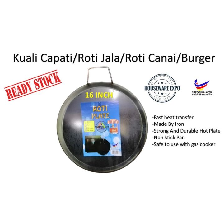 12" 14" 16" Kuali Capati Hitam/Kuali Leper /Hot Plate/Kuali Roti Jala ...
