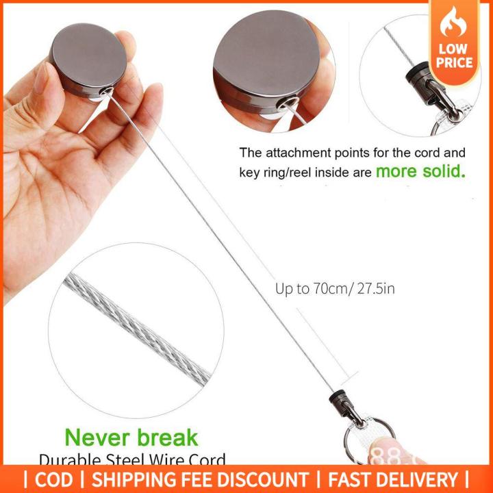 【COD&Ready Stock】New Metal Card Key Ring Clip Retractable Belt Reel ID ...