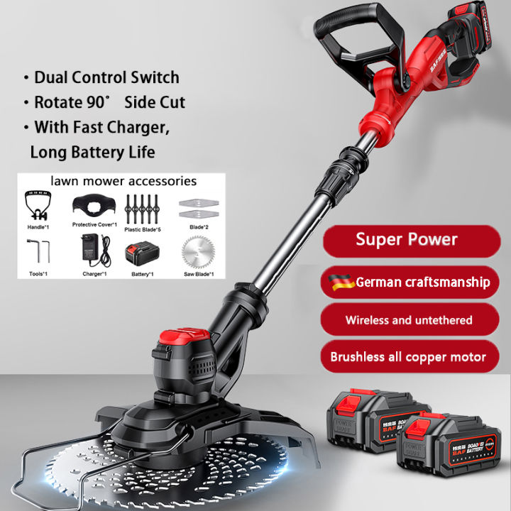 Lawn Mower Lithium Battery Cordless Grass Cutter Brush Cutter ...