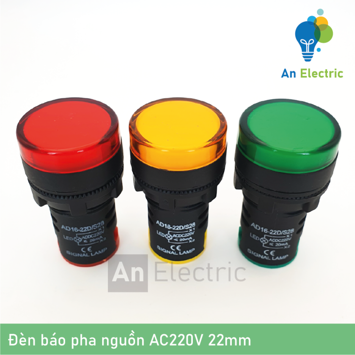 Đèn báo pha phi 22mm điện áp 220V – Đèn led báo pha tủ điện | Lazada.vn
