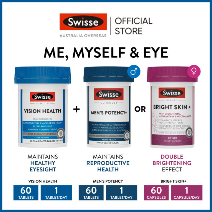 Swisse Double Boost Combo (Men's Potency + Vision Health) Double Bright Combo (Bright Skin+ ...