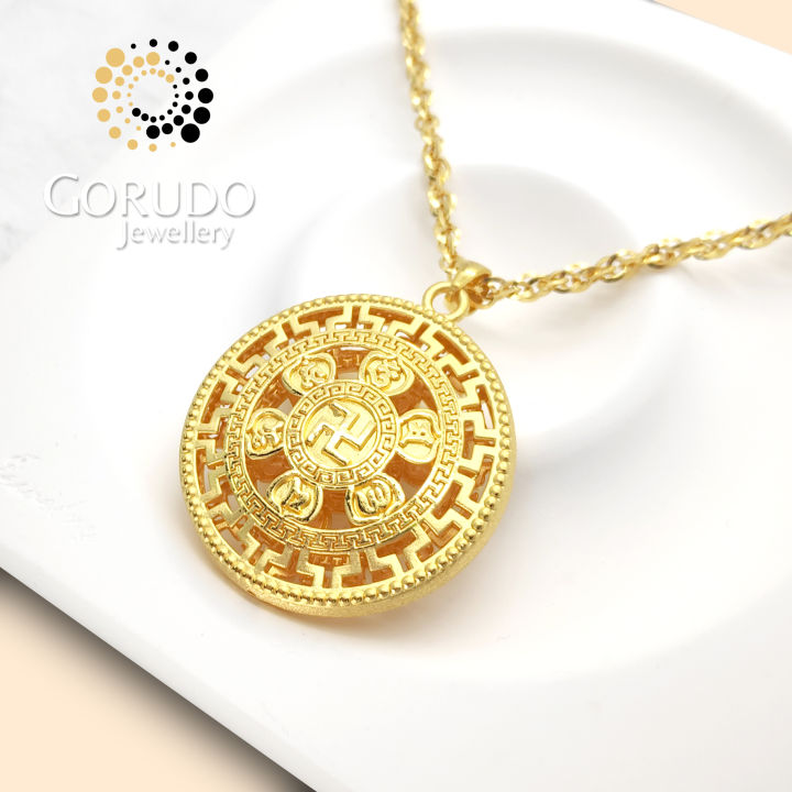 Gorudo Jewellery 999 Pure Gold Om Mani Padme Hum Mantra Word Pendant ...