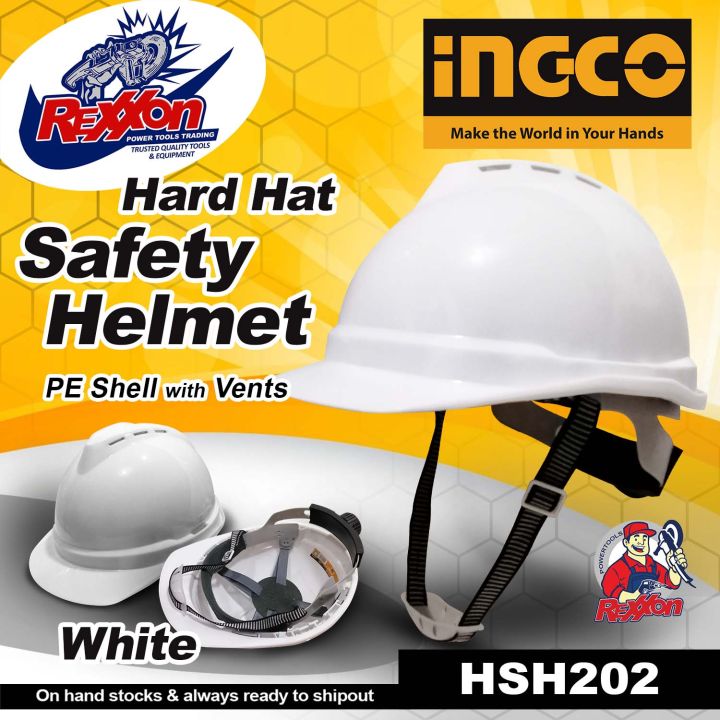 INGCO White Hard Hat Safety Helmet HSH202 Rexxon Power Tools Trading ...