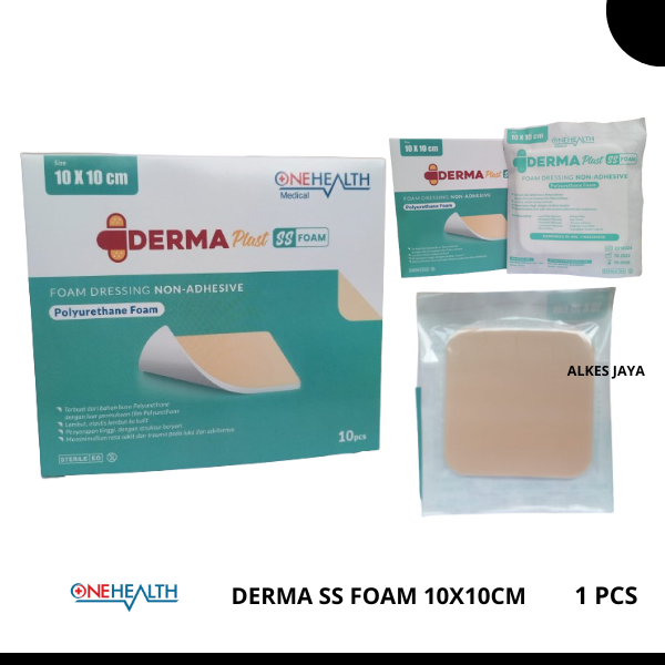 SS Foam Dressing Non Adhesive Dermaplsat 10x10 cm Plester Luka Anti Air ...