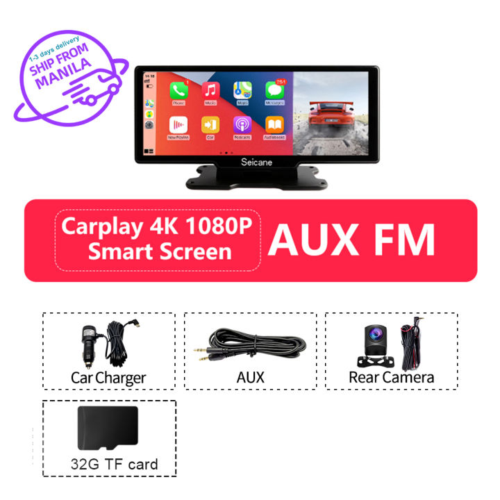 Seicane 4K 10.26" Car Carplay Dash Camera DVR Android Auto WiFi FM ...
