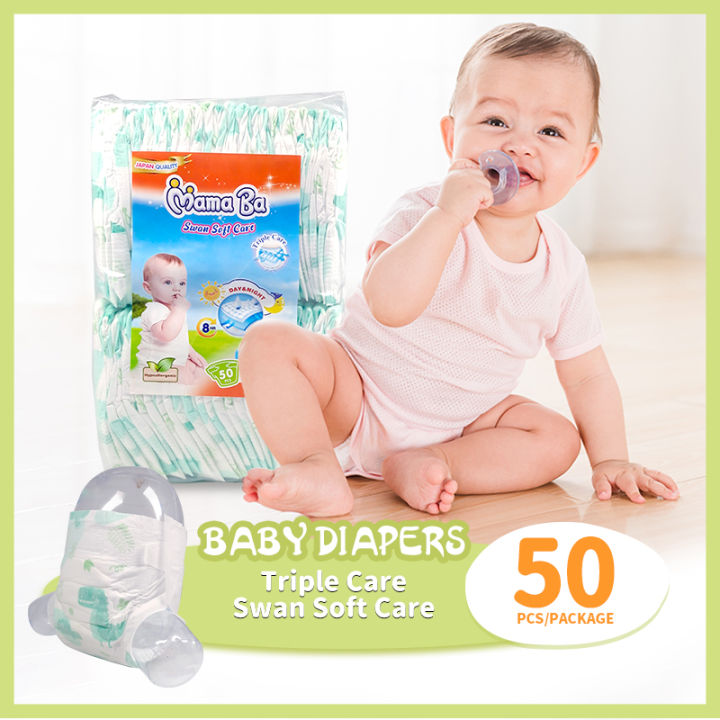 Mamaba Korean Baby Diapers Tape Diaper 50 Pcs NB-XXL Random Design | Lazada PH