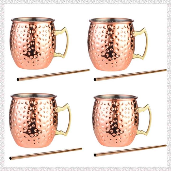 (IYSP) Copper Mugs - Set of 4-Handcrafted- Copper Mugs Gift Set with ...