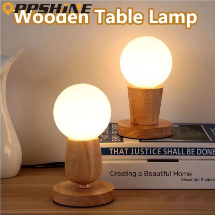 Modern Wooden Table Lamp Simple Bedside Lamp Bedroom Living Room Light ...