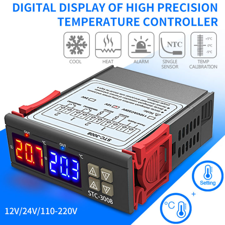 Two Relay Output Thermostat STC-3008 Dual Digital Temperature ...