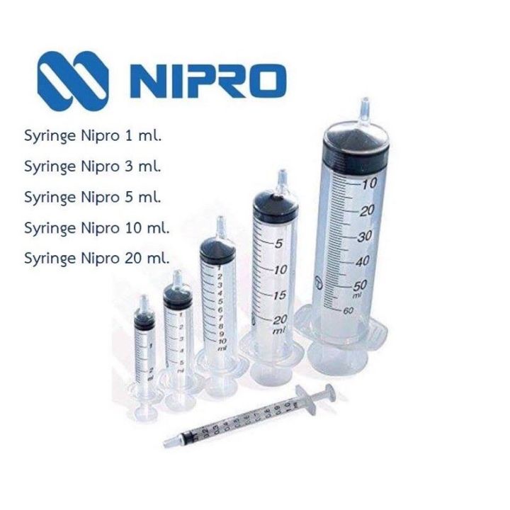 กระบอกฉีดยา Nipro Disposable Syringe [ขนาด 1 ชิ้น] 1ml 3ml 5ml 10ml 20ml 50ml ไซริงค์นิโปร ไซ ...