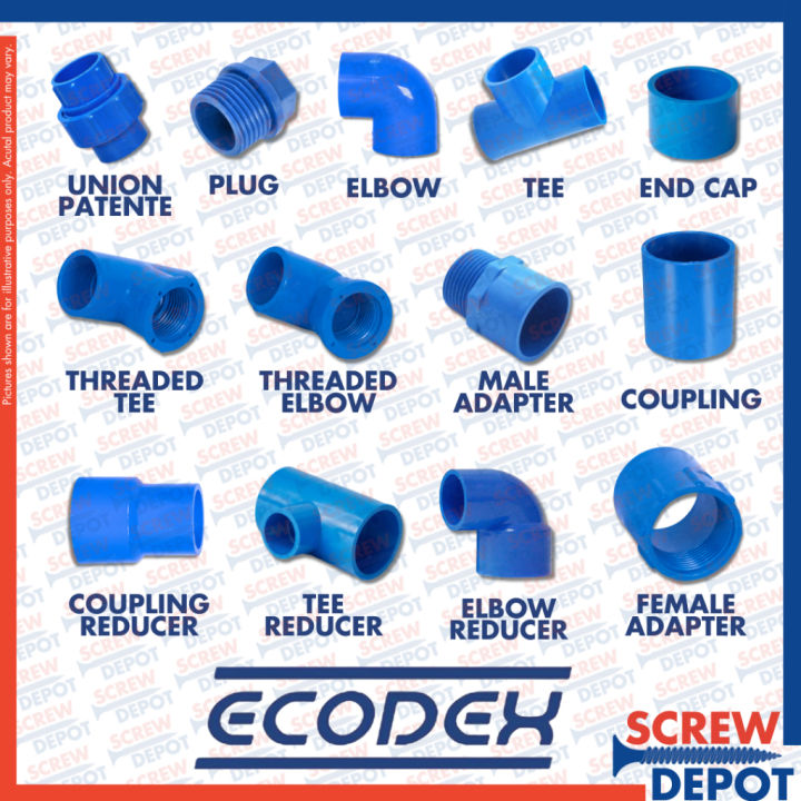 Ecodex (Screw Depot) PVC Tee Coupling Reducer Elbow End Cap Union ...