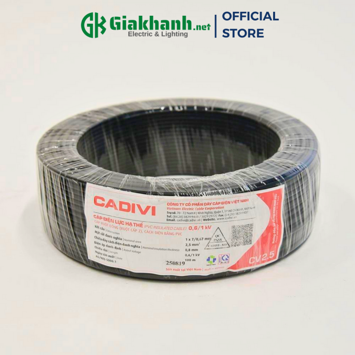 Dây Điện Đơn 1 Lõi, 1 Lớp Cách Điện Cadivi CV 2.5 – 0,6/1kV 2.5 mm2 | Lazada.vn